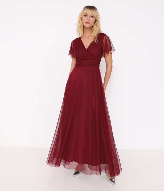 Robe longue en tulle - 49,90€ - BORDEAUX - EDJI